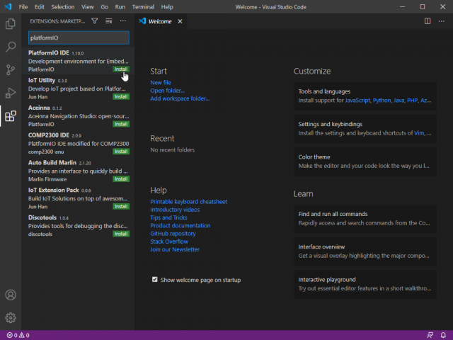 PlatformIO and VSCode for Windows - UKMARS