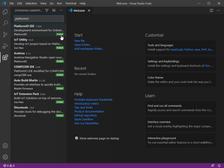 PlatformIO and VSCode for Windows - UKMARS